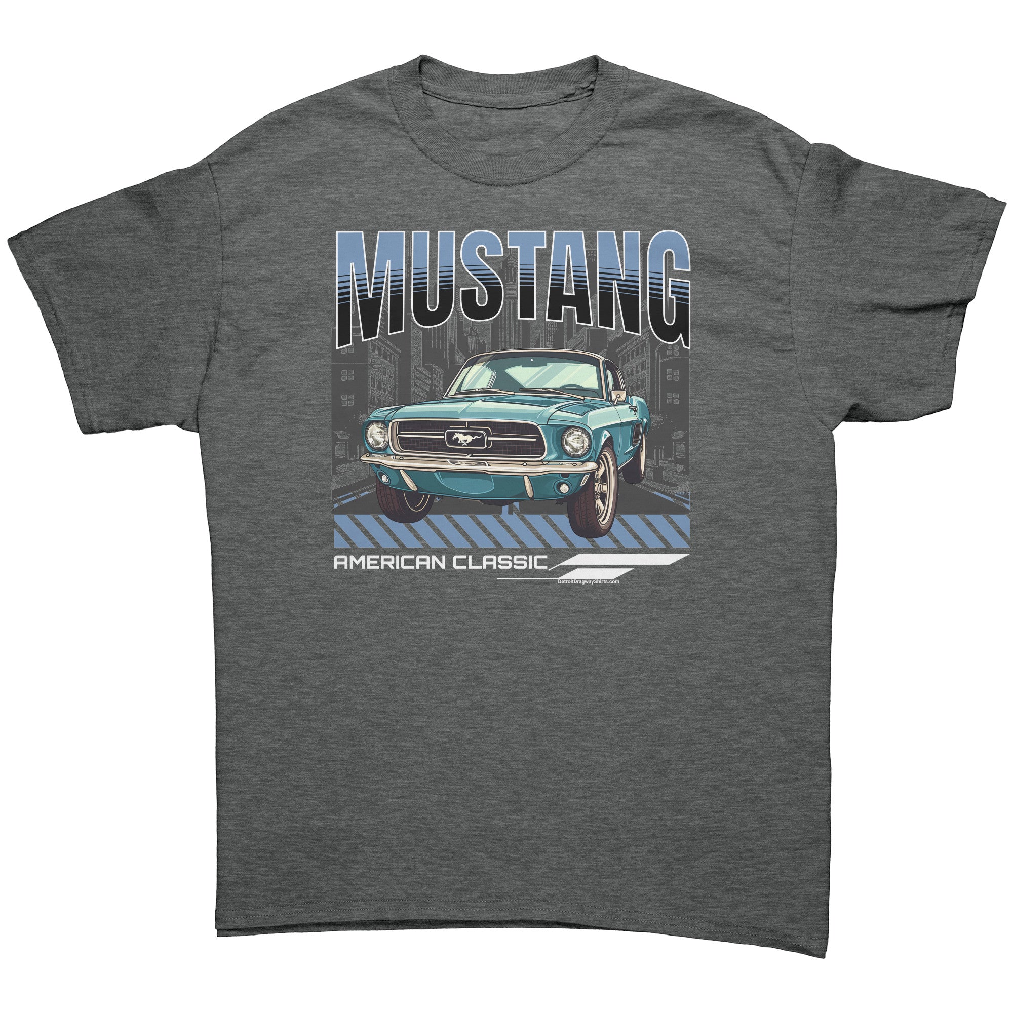 American Classic Blue Mustang Shirt Image On Front